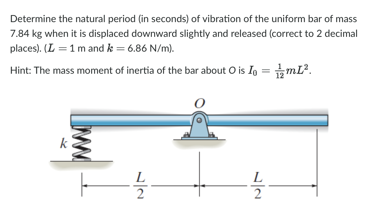 Solved Determine the natural period (in seconds) of | Chegg.com