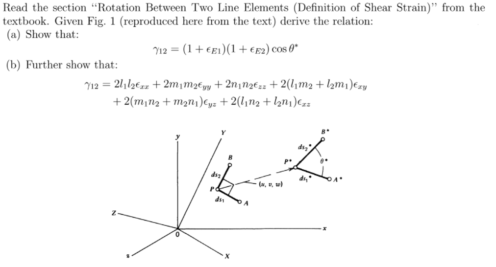 Solved Read the section “Rotation Between Two Line Elements | Chegg.com