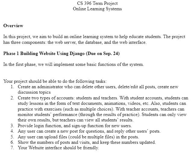 Solved Online Learning Systems Overview In this project, we | Chegg.com