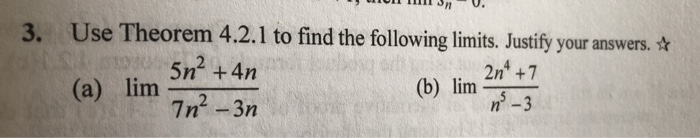 Solved U. Use Theorem 4.2.1 to find the following limits. | Chegg.com