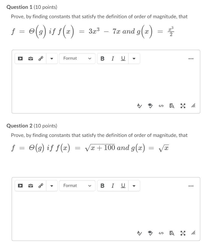 Solved Question 1 (10 points) Prove, by finding constants | Chegg.com