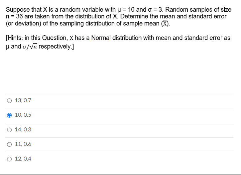 Solved Suppose that X is a random variable with μ=10 and | Chegg.com