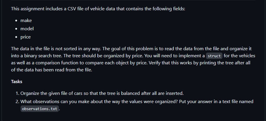 Solved This assignment includes a CSV file of vehicle data | Chegg.com