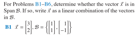 Solved linear algebraFor Problems B1-B6, determine whether | Chegg.com