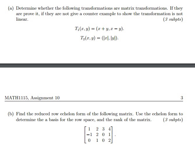 Solved Determine Whether The Following Transformations Are