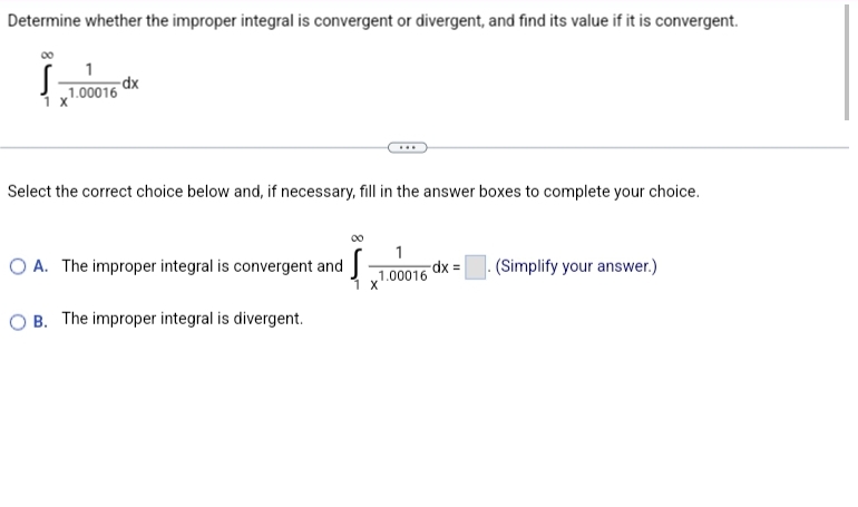 [Solved]: Determine whether the improper integral is conver