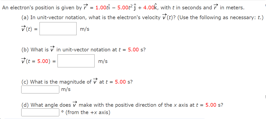 Solved electron's position is given by | Chegg.com