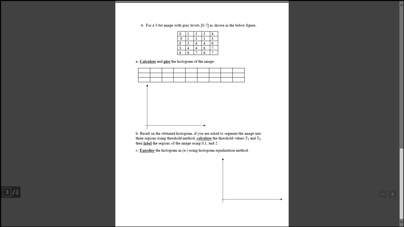 Solved 4- For a 3-bit image with gray levels [0−7] as shown | Chegg.com