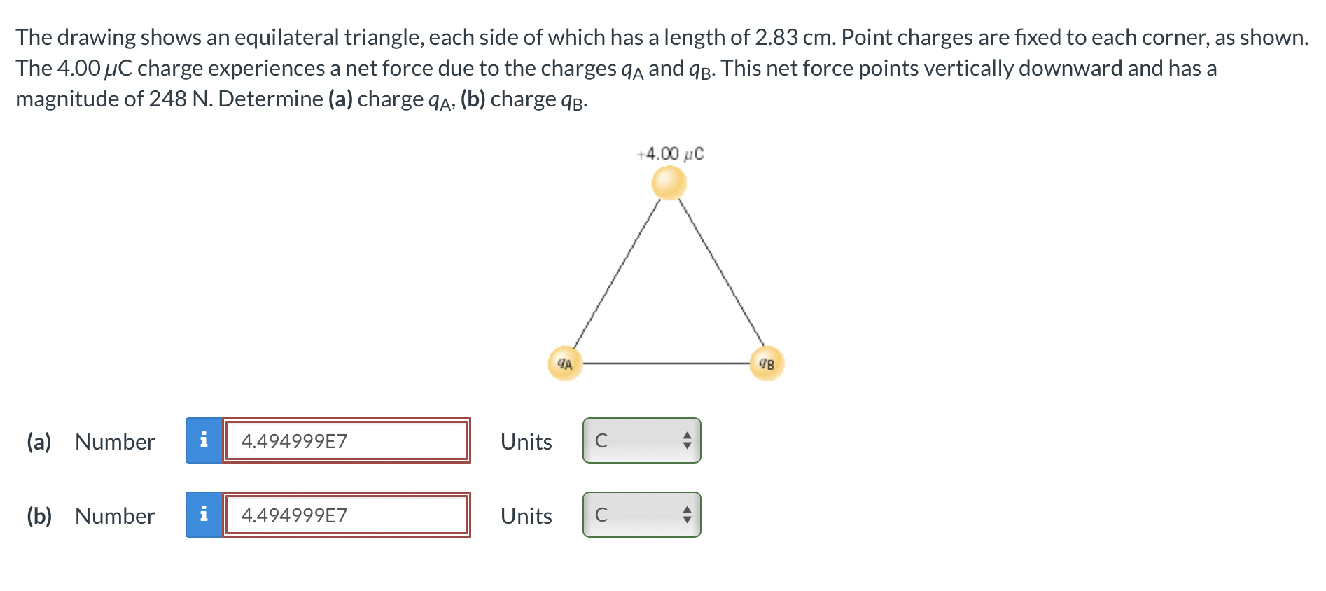 Solved The drawing shows an equilateral triangle, each side | Chegg.com