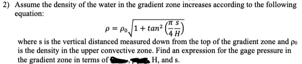 Solved 2) Assume the density of the water in the gradient | Chegg.com