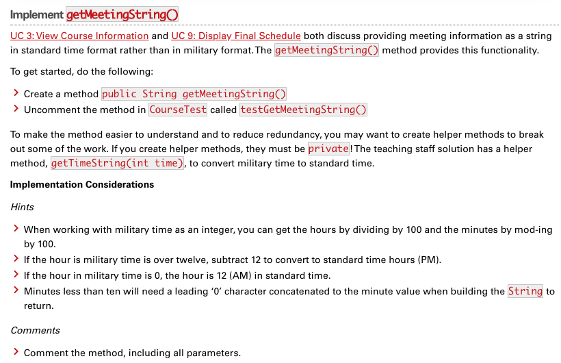 Solved Implement getMeetingString UC 3: View Course | Chegg.com