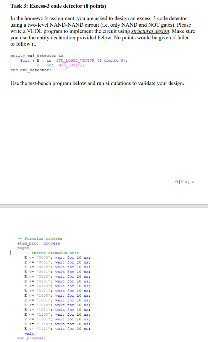 Task 3: Excess-3 code detector (8 points) In the | Chegg.com