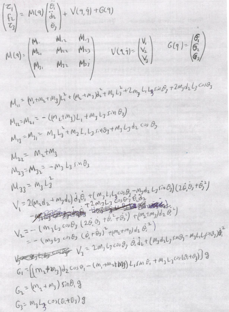 The dynamic equations of the 3-link RPR robot given | Chegg.com