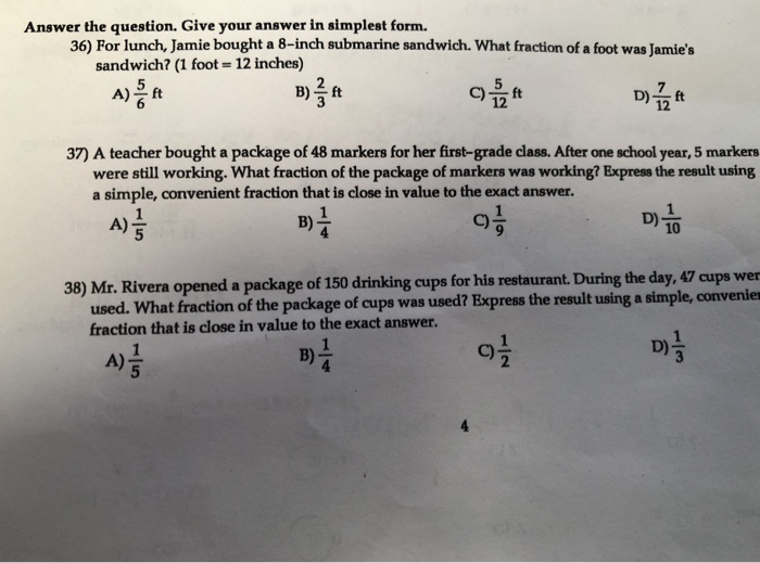 Solved Answer the question. Give your answer in simplest | Chegg.com