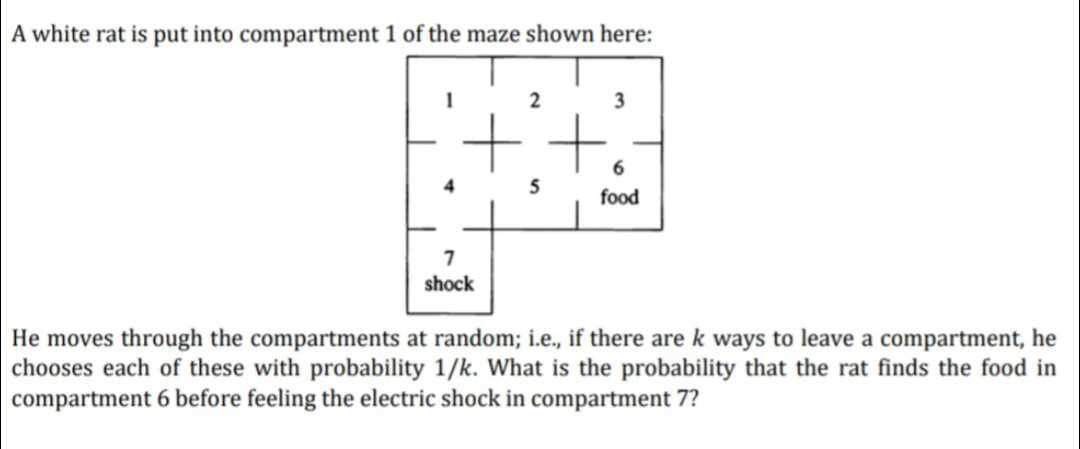 Solved A white rat is put into compartment 1 of the maze | Chegg.com