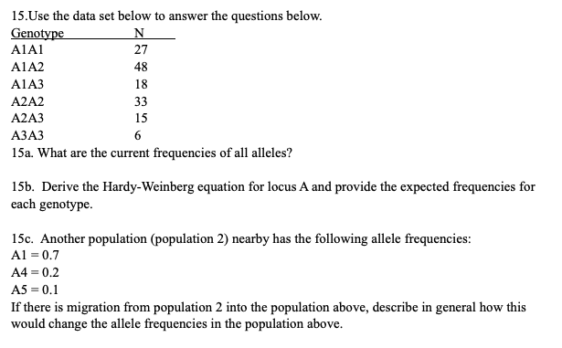 Solved 12. Calculate the allele frequency of A and a in the | Chegg.com