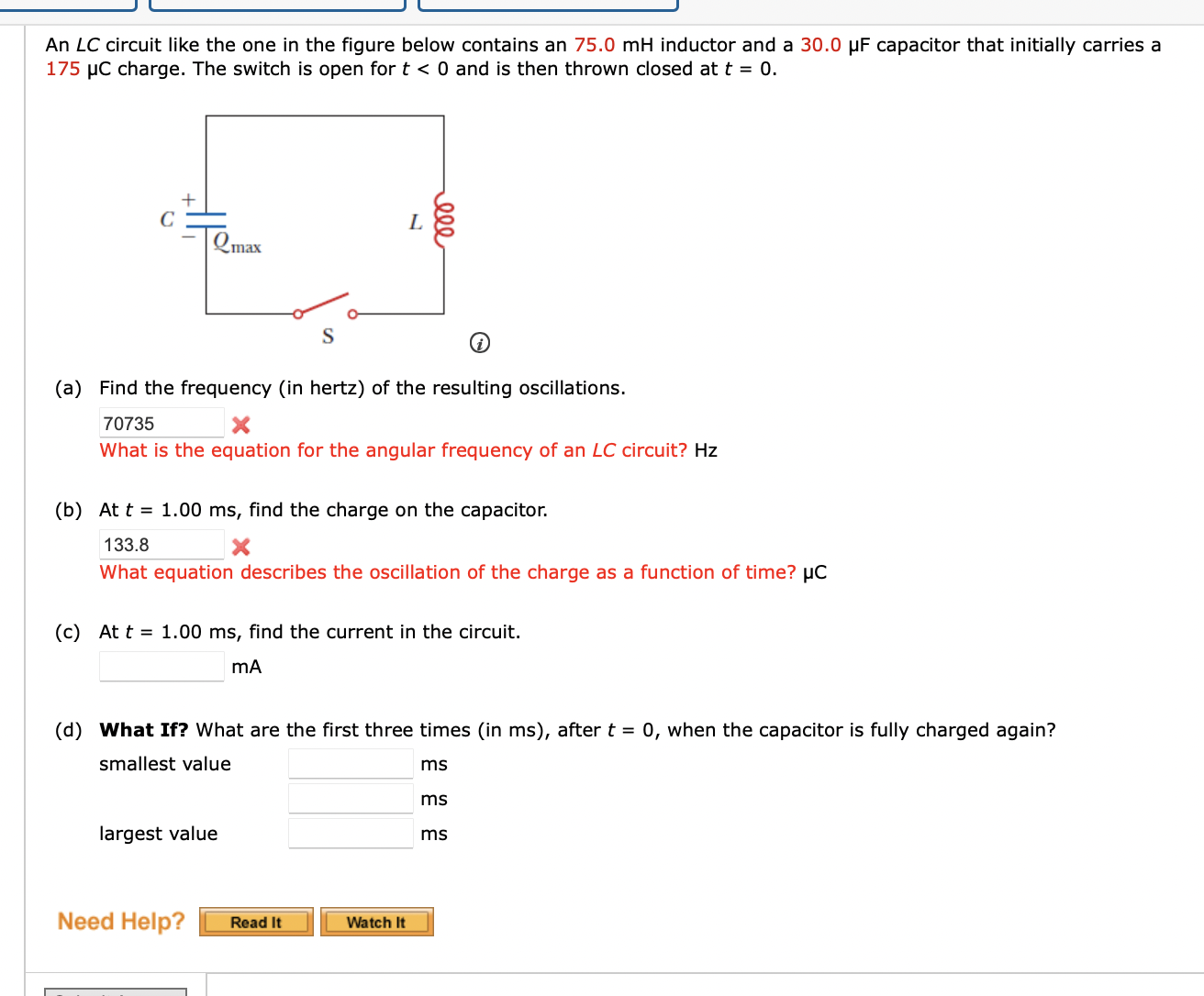 Solved An LC circuit like the one in the figure below | Chegg.com