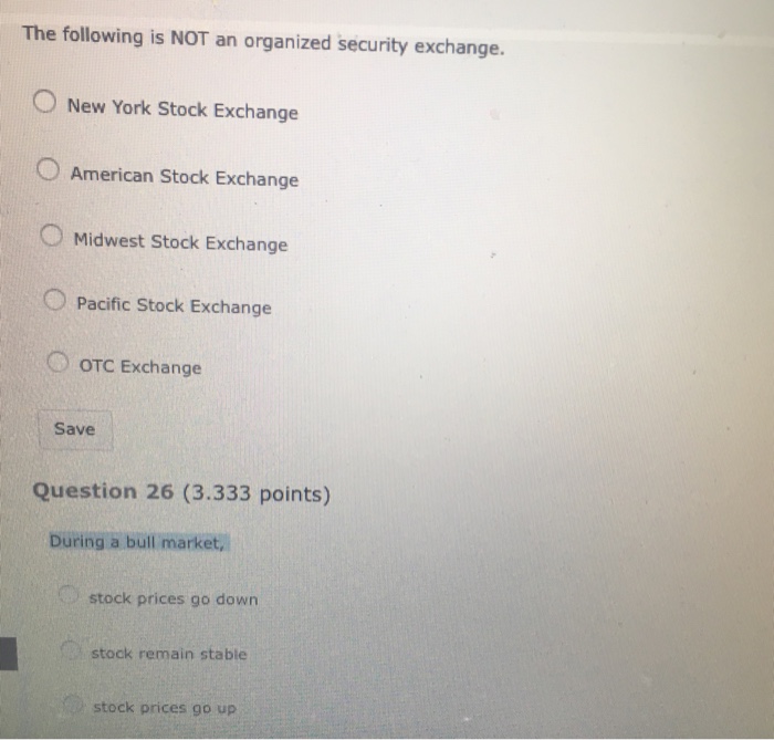 The following is NOT an organized security exchange. | Chegg.com