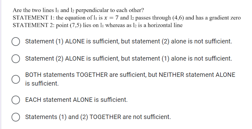 Solved Are the two lines l1 and l2 perpendicular to each | Chegg.com