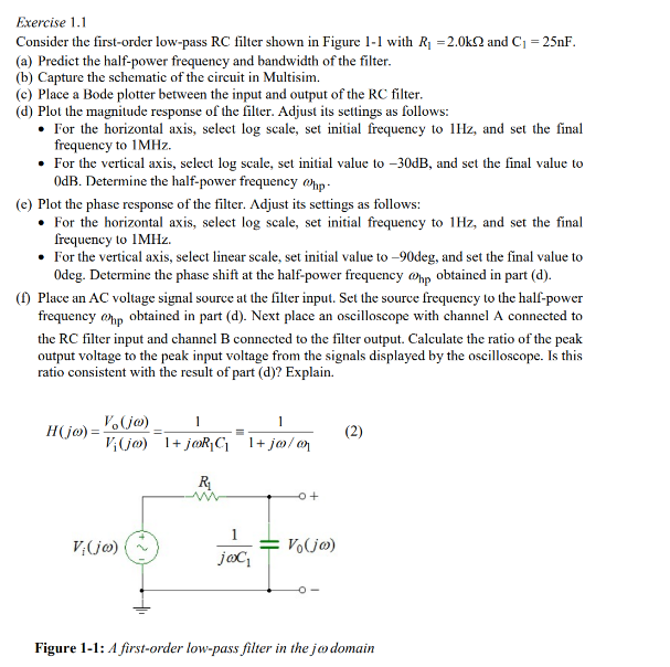 Solved PLz use multisim thank you!!!!!Exercise 1.1Consider | Chegg.com