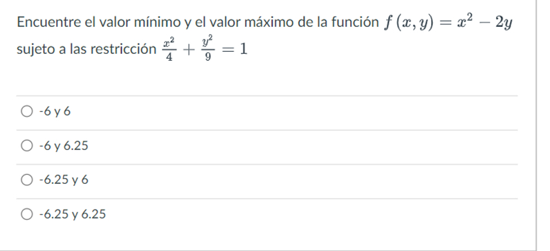 Solved Encuentre el valor mínimo y el valor máximo de la | Chegg.com