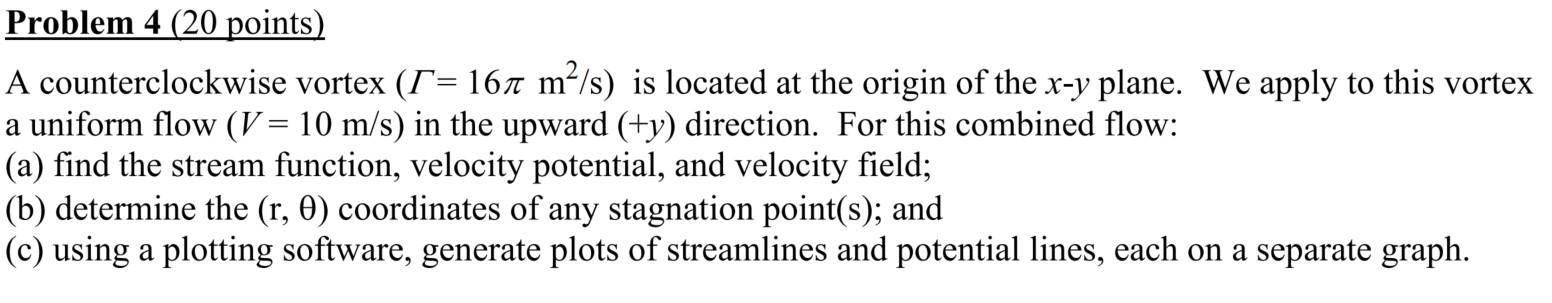 Solved Problem 4 (20 points) A counterclockwise vortex (T= | Chegg.com