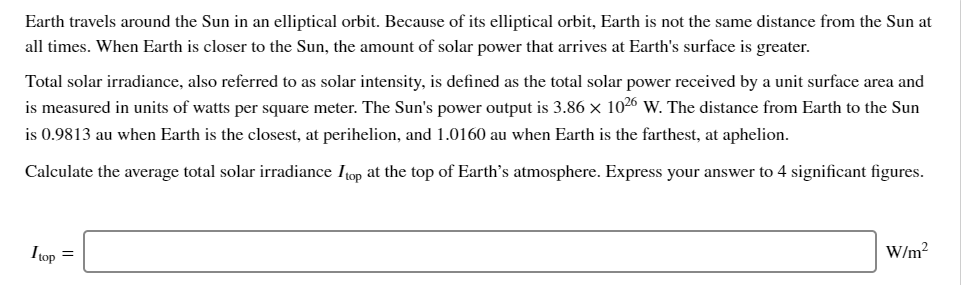 Solved Earth travels around the Sun in an elliptical orbit. | Chegg.com