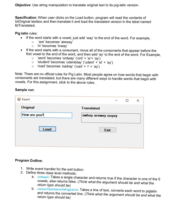 Solved Objective: Use string manipulation to translate | Chegg.com