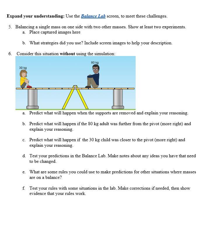 Expand your understanding: Use the Balance Lab | Chegg.com