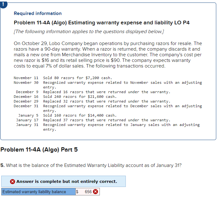 Solved !Required informationProblem 11-4A (Algo) ﻿Estimating | Chegg.com
