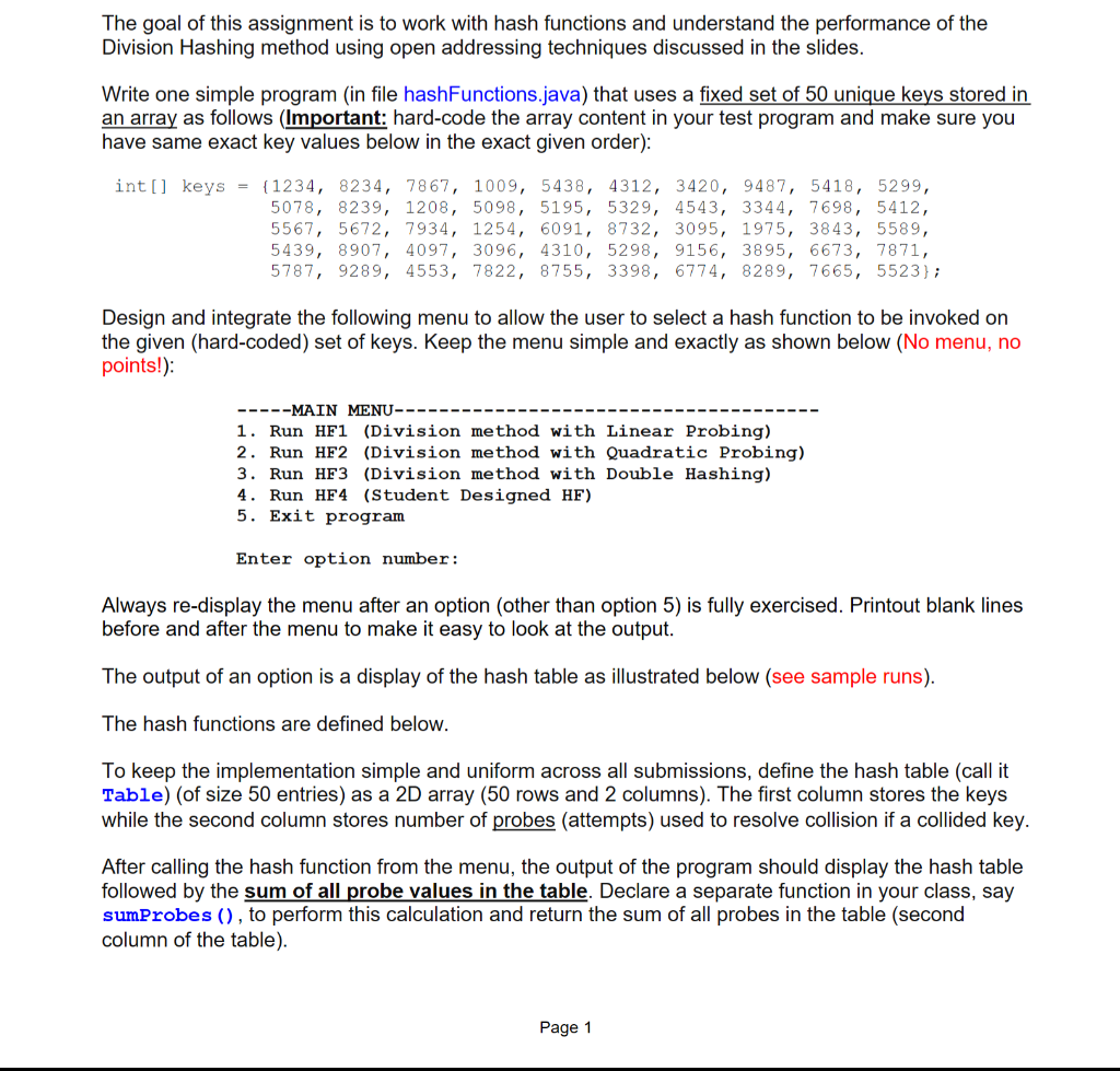 Solved The goal of this assignment is to work with hash | Chegg.com