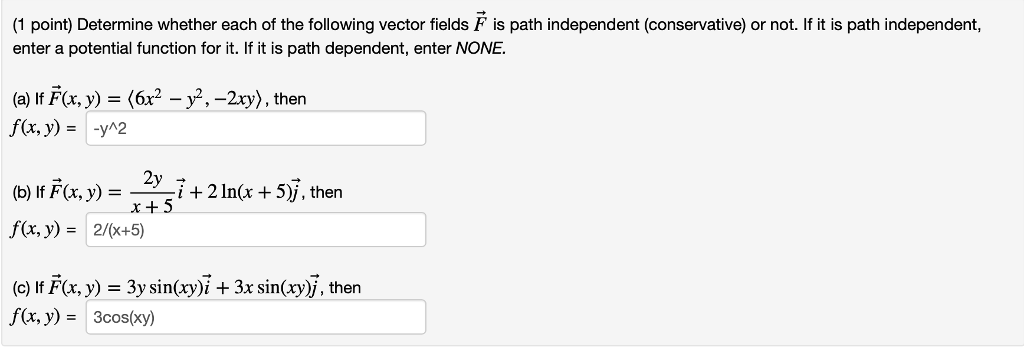 Solved Determine whether each of the following vector fields | Chegg.com
