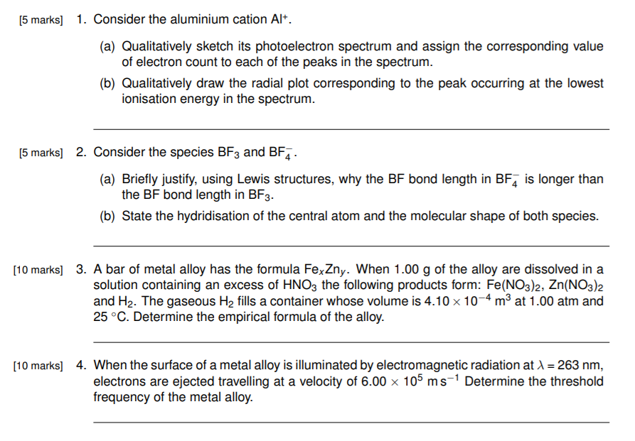 Solved [5 marks] 1. Consider the aluminium cation Alt. (a) | Chegg.com