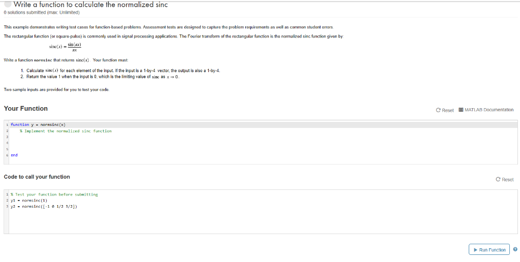 Solved Write a function to calculate the normalized sinc 0 | Chegg.com