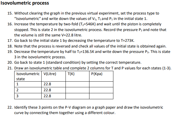 Isovolumetric process 15. Without clearing the graph | Chegg.com