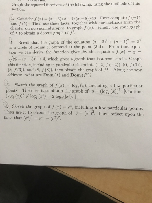 Solved Graph the squared functions of the following, using | Chegg.com