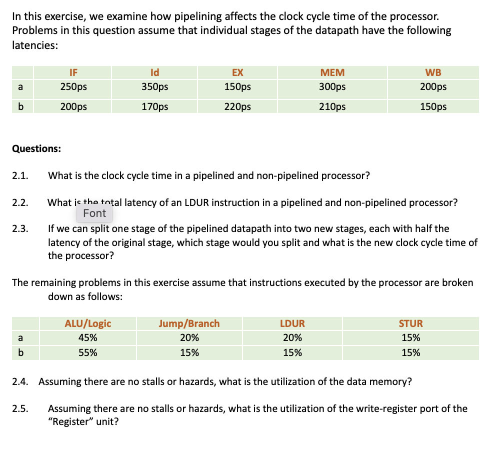 Solved In this exercise, we examine how pipelining affects | Chegg.com