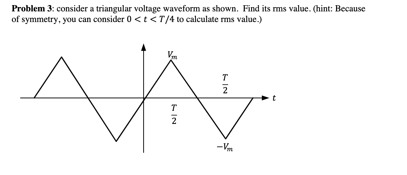Solved Problem 3: consider a triangular voltage waveform as | Chegg.com
