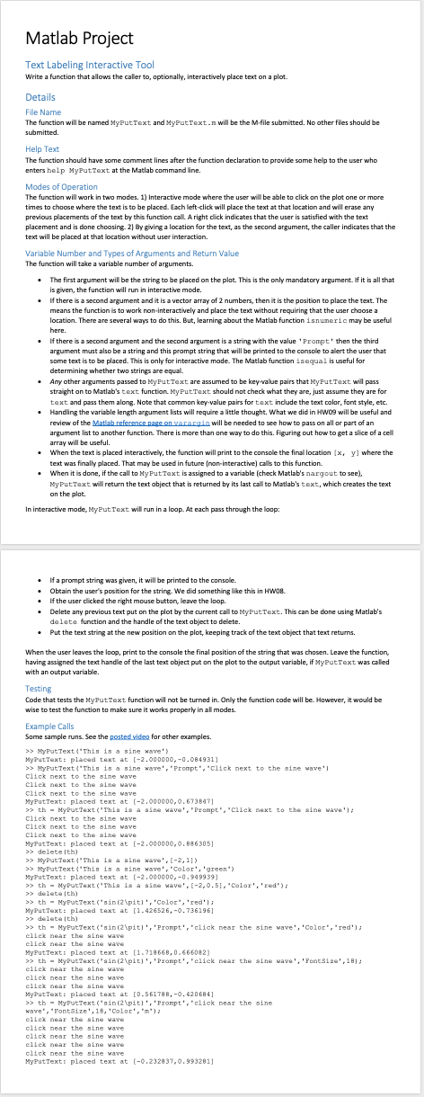 Matlab Project Text Labeling Interactive Tool Write a | Chegg.com