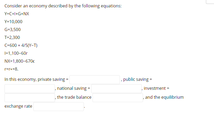 Solved Consider an economy described by the following | Chegg.com
