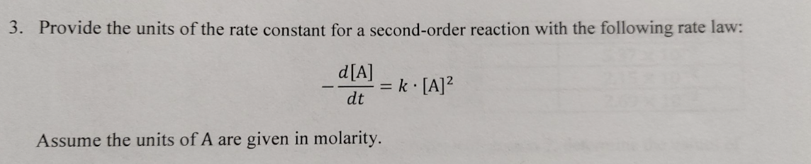 Solved Provide the units of the rate constant for a | Chegg.com