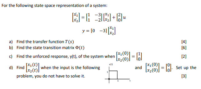 Solved For the following state space representation of a | Chegg.com