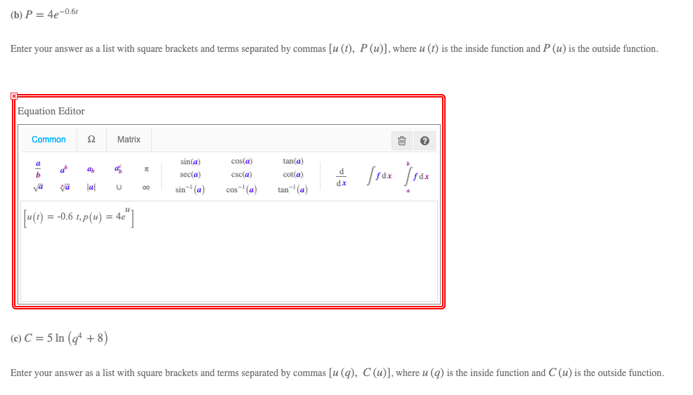 Solved Use the variable u for the inside function to express | Chegg.com