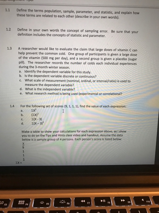 Solved 11 Define the terms population, sample, parameter, | Chegg.com