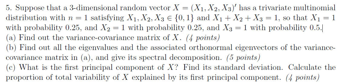 5. Suppose that a 3-dimensional random vector X = | Chegg.com