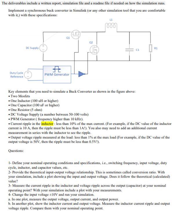 Solved The deliverables include a written report, simulation | Chegg.com