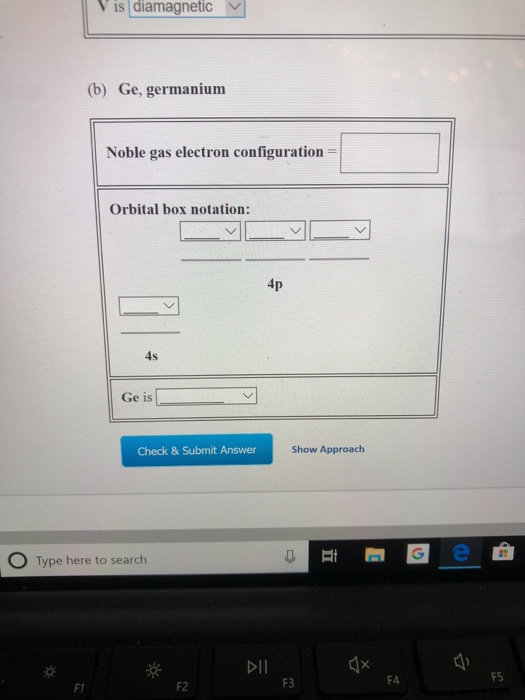 Solved Vis diamagnetic (b) Ge, germanium Noble gas electron | Chegg.com
