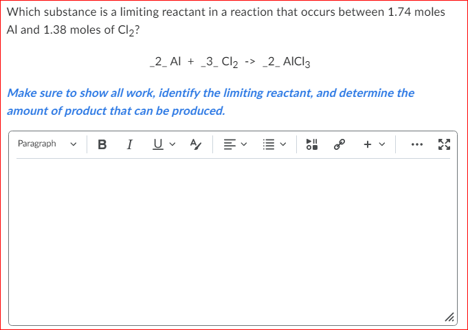 Solved Which substance is a limiting reactant in a reaction | Chegg.com