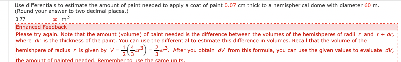 Solved Use differentials to estimate the amount of paint | Chegg.com