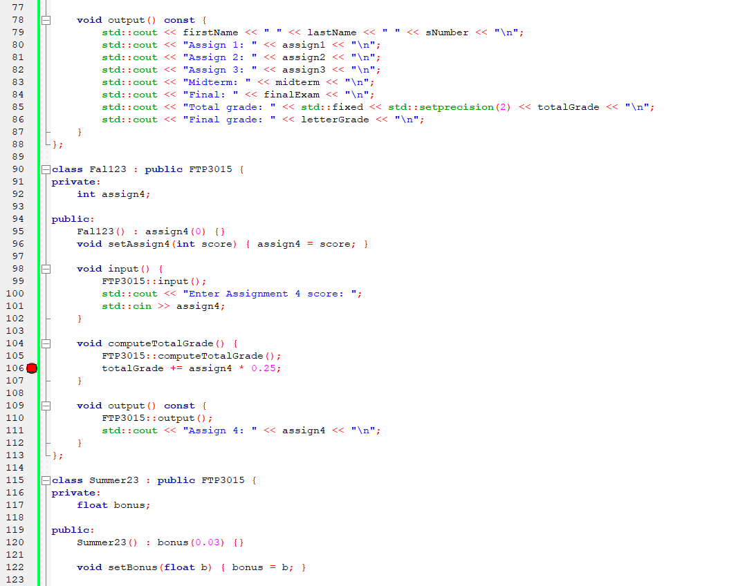 Solved What is the error in line 106 and how can it be fixed | Chegg.com
